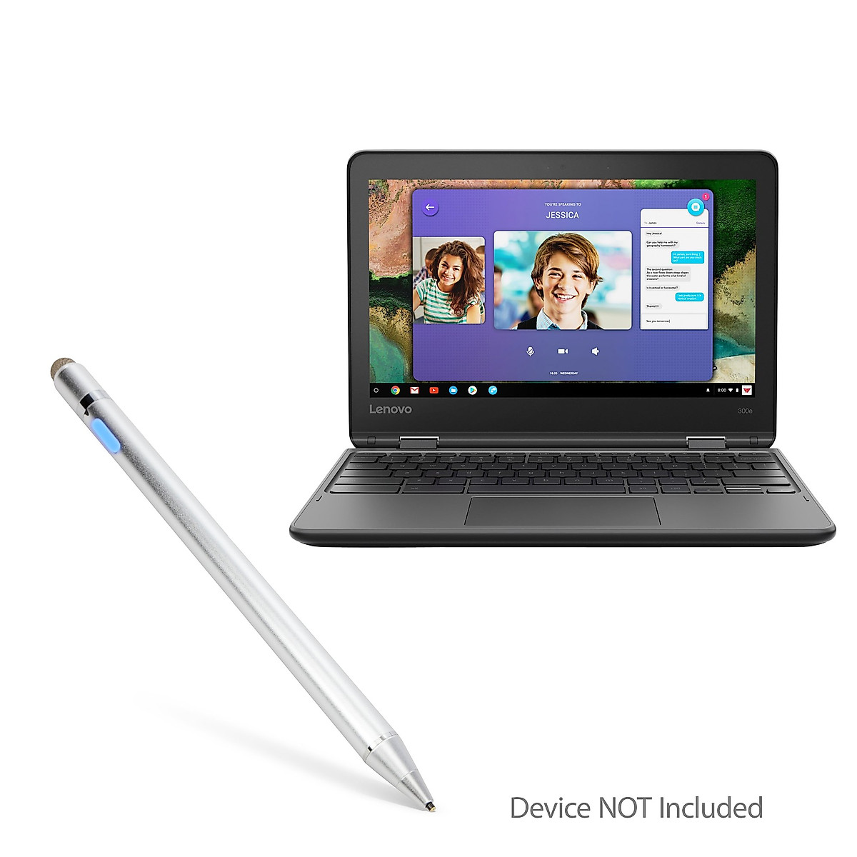 BoxWave Stylus Pen Compatible with Lenovo 300e - AccuPoint Active Stylus, Electronic Stylus with Ultra Fine Tip for Lenovo 300e - Metallic Silver