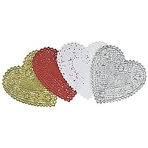 School Smart Heart Shaped Paper Lace Doilies - 4 inch - Pack of 100 - Assorted Colors
