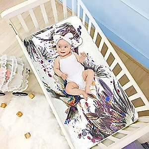 Blueangle Lily Flowers and Birds Watercolour Baby Bed Pad Washable Mattress Pad, Summer Crib Sheets Reusable Underpads Bed Ice Silk Mat Set with Pillowcase for Baby Toddler