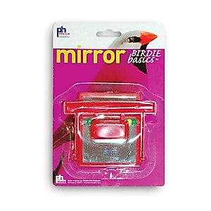 Prevue Hendryx Birdie Basics Perch Mirror with Beads Bird Toy, 4 x 3.5 (60424)