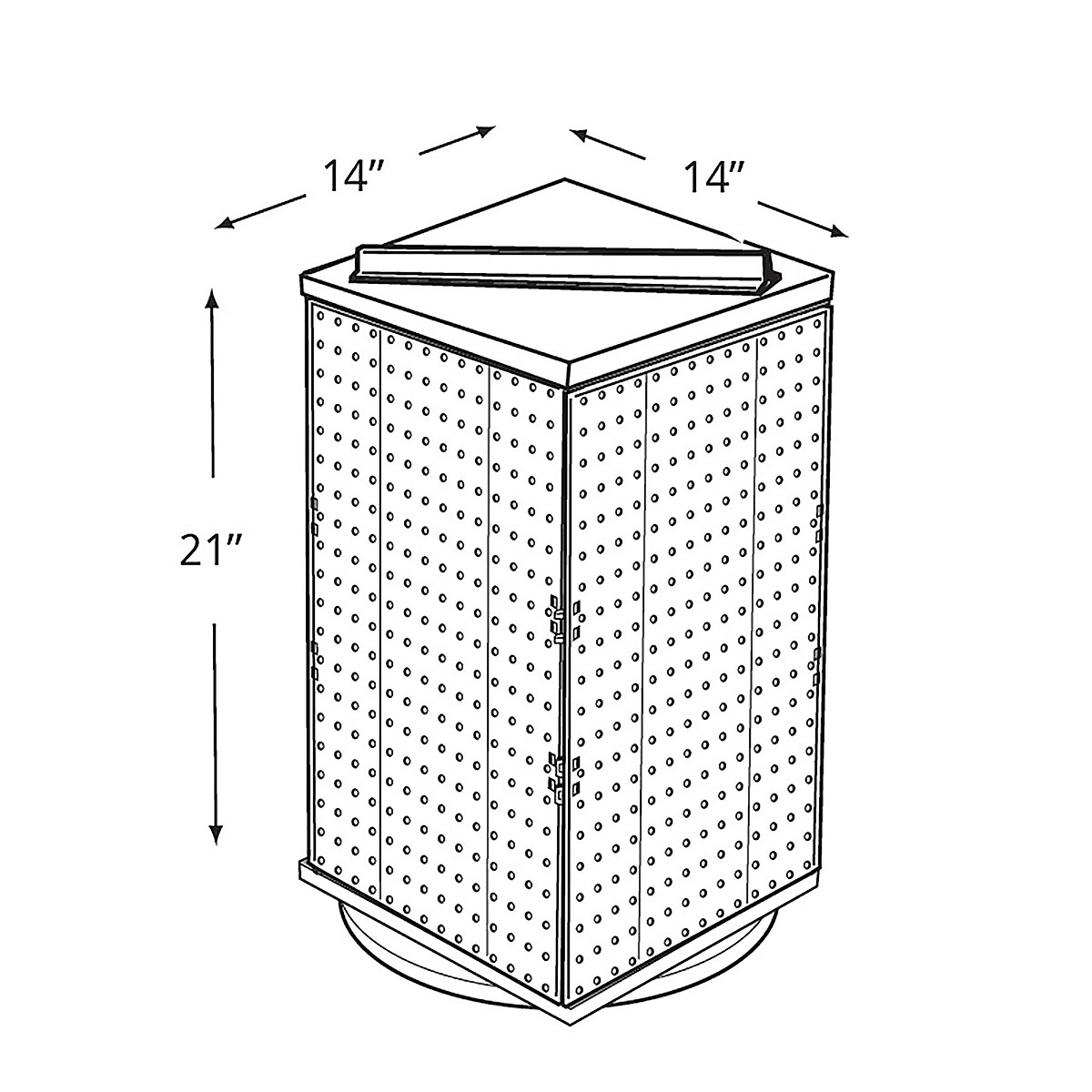 Azar Displays 701414-BLK Rotating Stand, Peg Display Carousel, Four Sided Rack for Jewelry, Accessories, or Crafts, Revolving Displays for Retail, Pegboard Organizer, Black, 14"x14"x20"