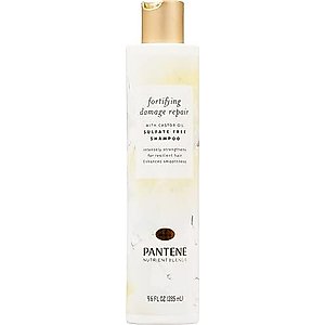 Pantene Sulfate Free Shampoo with Castor Oil, Nutrient Blends Fortifying Damage Repair, 9.6 Fl Oz