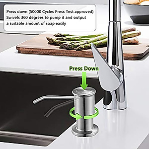 One Sight Soap Dispenser for Kitchen Sink and 47'' No-spill Extension Tube Kit, Stainless Steel, Kitchen Dish Soap Dispenser Pump In Sink Connects Directly To Soap Bottle