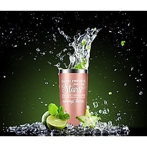 Good Friends Are Like Stars, Christmas Gifts for Women Friends, Female Friend, Girlfriend, Mom, Sisters, Sometimes She is Alone, This is Her Reminder, Cute Mug Tumbler Cup 20 oz with A Keychain