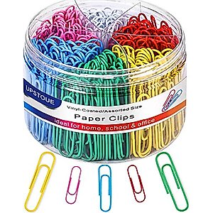 Vinaco Paper Clips Colorful, 400PCS Medium and Jumbo（1.3 inch & 2 inch）Paper Clips, Durable and Rustproof, Coated Large Paper Clips Great for Office School Document Organizing (Multicolored)