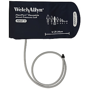 Welch Allyn REUSE-11-1TP FlexiPort Reusable Blood Pressure Cuffs with One-Tube Tri-Purpose Connectors, Adult, Size 11