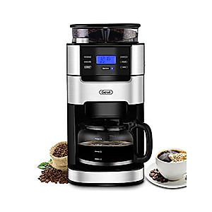 10-Cup Drip Coffee Maker, Brew Automatic Coffee Machine with Built-In Burr Coffee Grinder, Programmable Timer Mode and Keep Warm Plate, 1.5L Large Capacity Water Tank, Removable Filter Basket, 900W