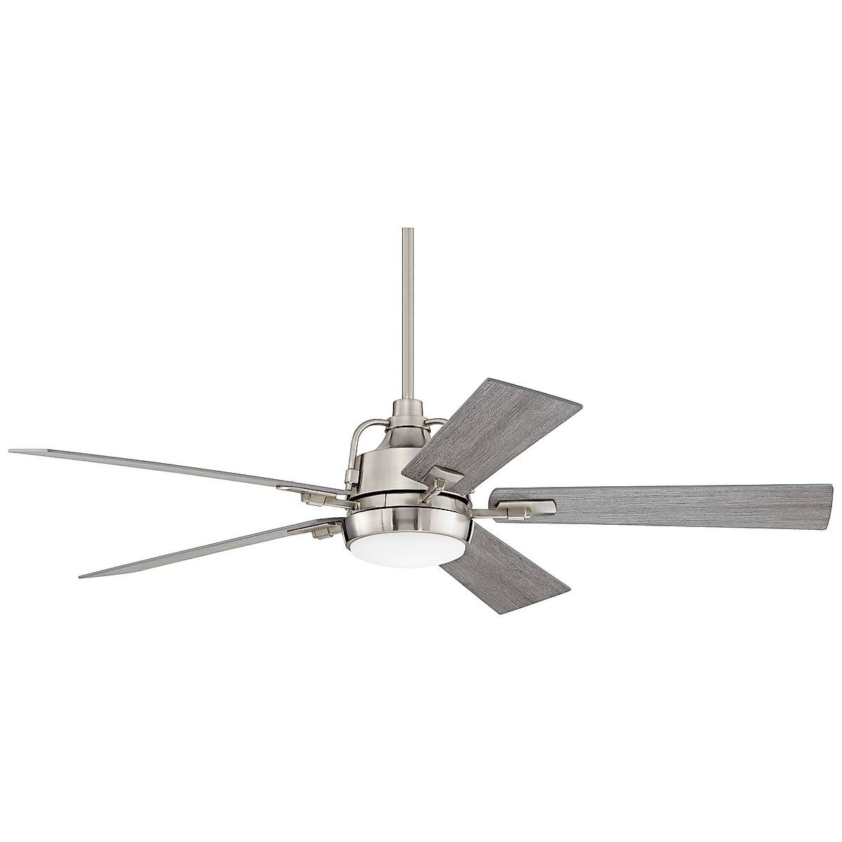 Casa Vieja 60" Lemans Modern Industrial Indoor Ceiling Fan with Dimmable LED Light Remote Control Brushed Nickel Gray Oak Opal Etched Glass for Living Kitchen Bedroom Family Dining Room
