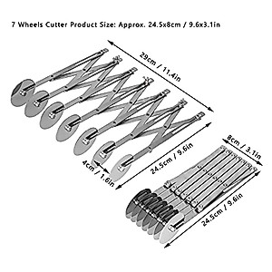 HOHXFYP Pastry Cutter, Versatile Multi Wheel Dough Roller Divider, Durable Stainless Steel Dough Roller Cutter for Cut Evenly Into Pastries, Dough, Pizzas, and Cakes(11.4in-Silver)