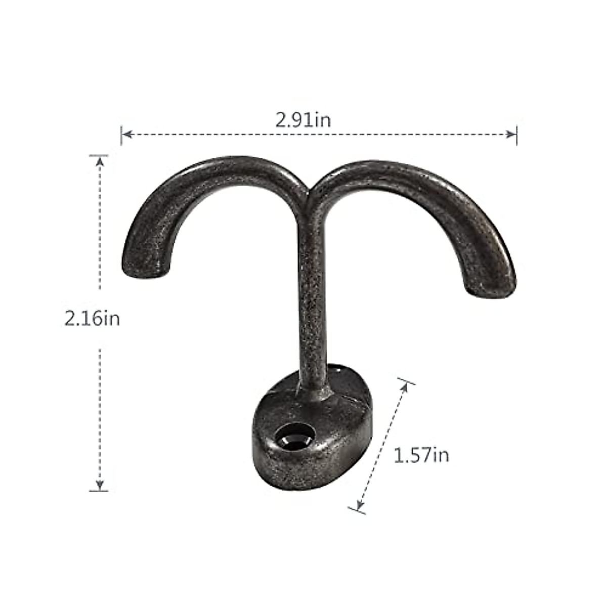 RFORPLY Zinc Alloy Double Prong Ceiling Hook Towel/Robe Clothes Hook Pack of 6
