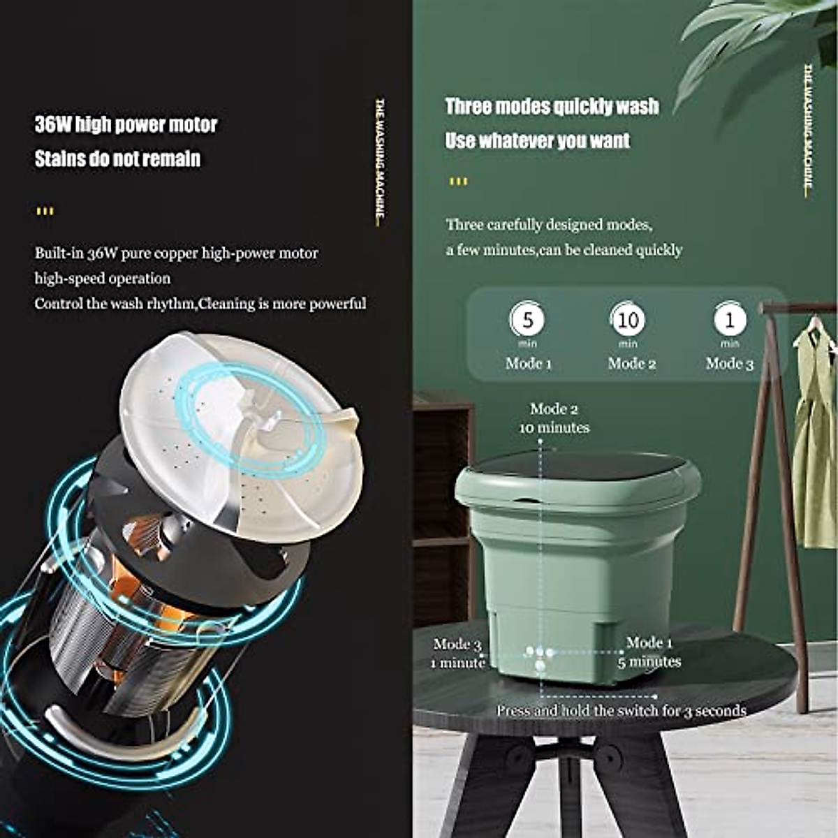 Portable Washing Machine Lightweight Underwear Washer,Mini Foldable Washer with Spin Dryer,Bucket Automatic for Baby Clothes, Socks, Towels, Great for Travel, Apartment (Color : PINK2)