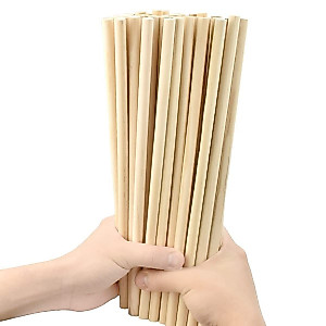 MOTYAWN Dowel Rods Wood Sticks Natural Round Wooden Dowel Rods, Pack of 10 PCS 1/2 x 12 inch, Unfinished Hardwood Sticks Cake Dowels ​for Arts, DIY, Crafting, Tiered Cake Support, Wedding Ribbon Wands