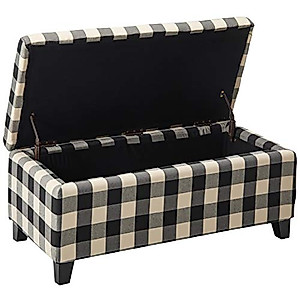 Christopher Knight Home Alonso High-Back Fabric Club Chair, Black Checkerboard and Dark Charcoal & Breanna Fabric Storage Ottoman, Black Checkerboard