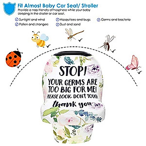 Baby Nursing Cover,Baby Car Seat Canopy,No Touch Sign Infant Stroller Cover Breastfeeding Cover,Soft Stretchy Nursing Cover Up for Baby (Leaf Flower)