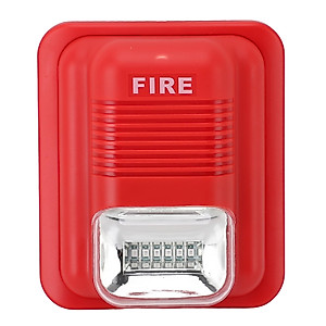 Audible and Visual Fire Alarm Device, Plastic Sound and Light Fire Alarm Warning Strobe Siren Alert Security System for Residential Buildings