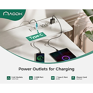 AODK Small Computer Desk with Keyboard Tray, 40 Inch Office Desk with Power Outlet, Work Desk with Drawer, Reversible Desk with Adjustable Monitor Shelf and Storage Shelf for Home Office, White