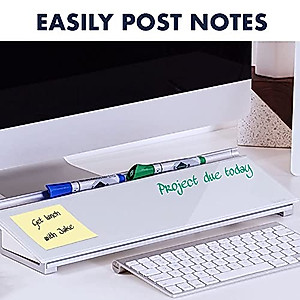 Quartet Glass Desktop Computer Pad, 18" x 6", Whiteboard, Dry Erase Surface, Clean Erase, Includes 1 Dry Erase Marker, White Surface (GDP186)