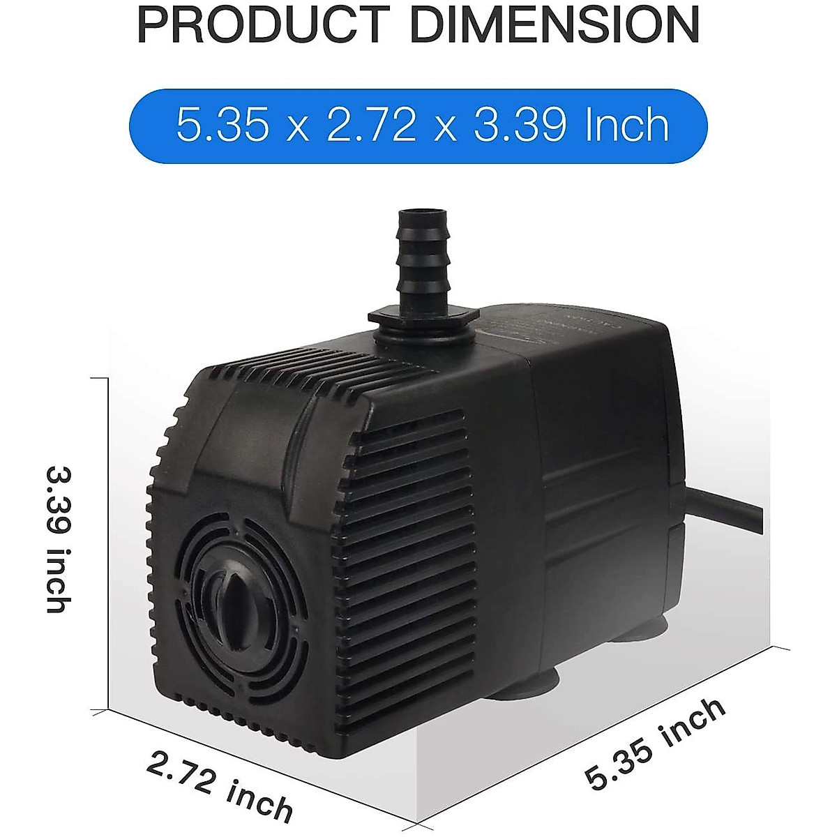 Simple Deluxe 400 GPH Submersible Pump(1500L/H 54W) with 15' Cord for Fish Tank, Hydroponics, Fountains, Ponds, Statuary, Aquariums, Black