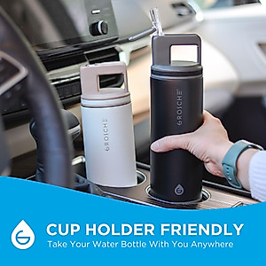 GROSCHE Alpine Flip n' Sip 20 oz Insulated Water Bottle - Stainless Steel, Leakproof Flask with Straw - Perfect for Gym, Travel & Outdoor Use - Keeps Water Cold up to 60 hrs - Graphite Black