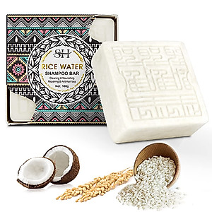 gowwim Rice Water Shampoo and Conditioner for Hair Growth - 2 in 1 Longsheng Shampoo Bar for Hair Loss, Dry/Damaged Hair, pH Balanced, Safe Pure Natural, 100g/3.5oz