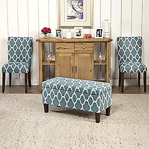 HomePop Parsons Classic Upholstered Accent Dining Chair, Set of 2, Teal and Cream Geometric