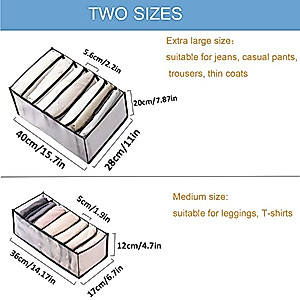 7 Grids Wardrobe Clothes Organizer, Extra Large Washable Folding Drawer Organizers, Closet Drawer Organizer, Mesh Clothes Storage Organizer for Pants Jeans T-shirt Legging Shirt