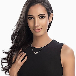 BERRICLE Sterling Silver Angel Wings Cubic Zirconia CZ Fashion Pendant Necklace for Women, Rhodium Plated