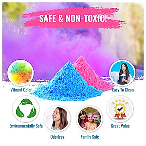 Color Blaze Baby Gender Reveal Powder - 1lb Blue & 1lb Pink Colored Power for Boy or Girl - For Car & Motorcycle Burnout, Color Toss, Photoshoot, and Festival - Pack of 2 Bags with 1 pound - Blue/Pink
