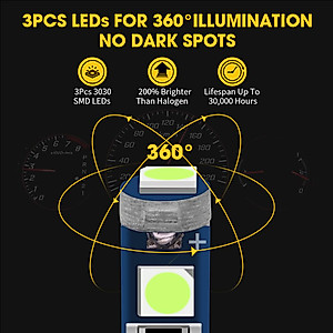 1797 T5 LED Bulbs Dash Dashboard Light 74 37 73 2721 PC74 PC37 Instrument Cluster Gauge Wedge Twist Socket Car Indicator Panel Parts Interior Replacement 12V Green Pack of 20