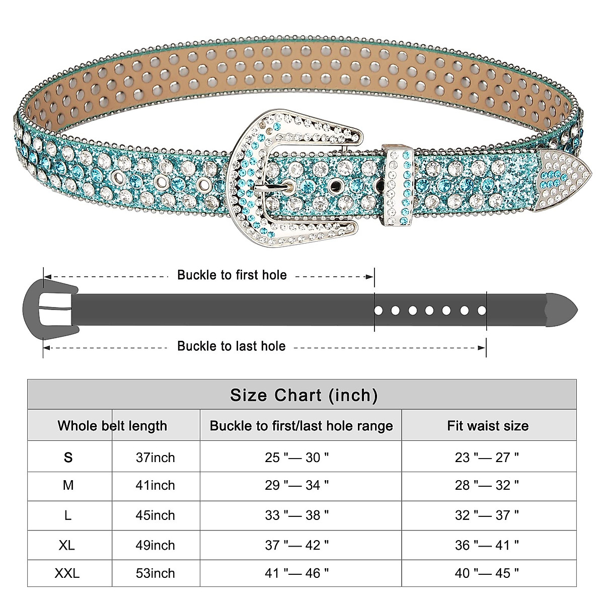 UnFader Womens Men Rhinestone Western Belts Bling Cowgirl Designer Diamond Studded Belts for Jeans