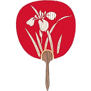 Shiomi Fan 2132 Water Fan (Openwork on One Side), 9.4 x 14.6 inches (24 x 37 cm), Red