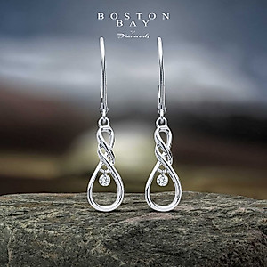 1/12 Cttw Diamond Accent Twisted Infinity Loop Dancing Diamond 925 Sterling Silver Drop Earrings (I Color, I1 Clarity)