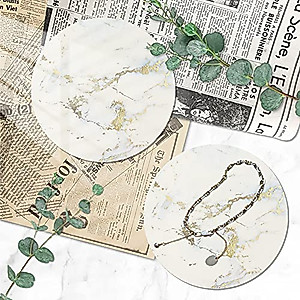 KUFUNG Coasters for Drinks, Absorbent Ceramic Stone Coaster Set, Cork Base, Marble Surface Pattern, Cups Place Mats for Home Decor, Set of 2(Light Blue-A)