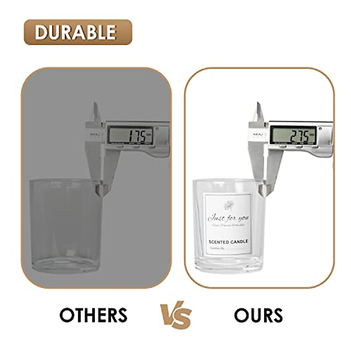 CONNOO 15 Pack 7 OZ Clear Candle Jars with Bamboo Lids for Making Candles, Thick Glass Candle Jars Empty Jars in Bulk with lids - Dishwasher Safe