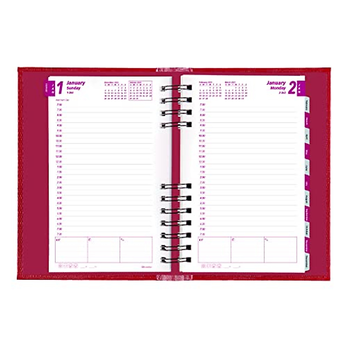 Brownline 2023 CoilPro Daily/Monthly Planner, Appointment Book, 12 Months, January to December, Twin-Wire Binding, 8" x 5", Bright Red (CB634C.RED-23)