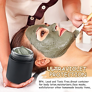 Furnido 6 Pack 8 oz Black Round Glass Jars,Empty Glass Cosmetic Containers with Plastic Wood Grain Lid,Inner Liners for Lotion,Powders,Ointments,Storage Creams,Candle Making