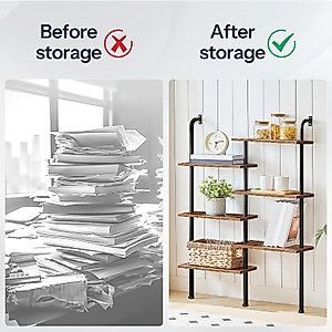 HOOBRO L-Shaped Ladder Shelf, 6-Tier Corner Bookshelf, Corner Wall Mount Bookcase, Display Shelf for Small Spaces, Anti-Tip Design, for Living Room, Balcony, Study, Rustic Brown and Black BF76CJ01