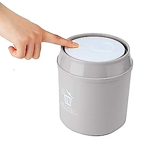 Mini Desktop Trash Can Storage Tube Push Creative Trash Can Kitchen Small Trash Bathroom Trash Blue(Gray)