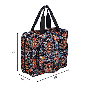 Remobia Hicol Portable Craft Kits Storage Bag Cross Stitch Starter Kits Bag Embroidery Project Bag Embroidery Tool Storage Tote Bag with Multifunctional Pockets, Bag Only (Colorful Pattern)