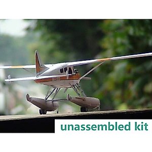 TECKEEN 1/32 Scale CAN DHC-2 Beaver Float Seaplane 3D Model Paper Model Diecast Plane Model for Collection (Unassembled Kit )