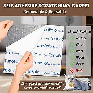 Cat Scratching Mat, 100"x16" Self-Adhesive Carpet Mat Trimmable Replacement for Cat Tree, Cat Wall Shelves, Cat Scratching Post, TanoFalo DIY Couch Furniture Protector (Light Gray)