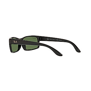 Ray-Ban RB4151 Rectangular Sunglasses, Black/Polarized Green, 59 mm