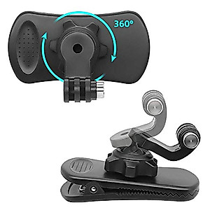 Backpack Strap Mount Quick Clip Mount, 360 Degree Rotation Backpack Clamp Mount Compatible with Gopro Hero 11/10/9/8/7/6/5 Black, Session, Fusion, Xiaomi Yi, DJI Osmo Action and Most Action Cameras