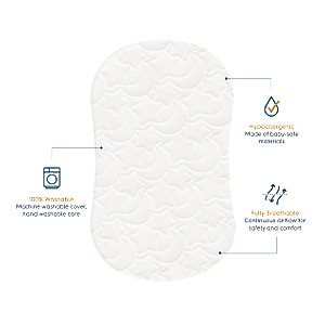 HALO DreamWeave Breathable Mesh BassiNest Mattress Replacement Pad – 100% Machine Washable Cover – Hypoallergenic, Non-Toxic Materials – 30” x 18” x 1.3”