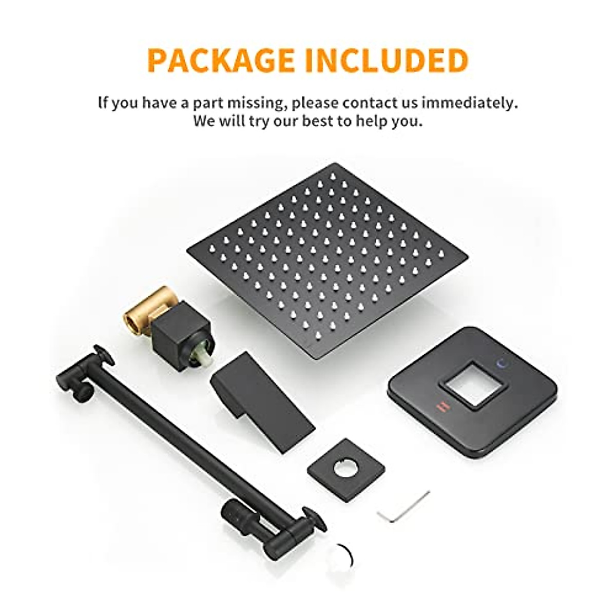 BESy Shower System with 8 Inch Rain Shower Head Wall Mounted Shower Trim Kit, High Pressure Bathroom Rainfall Shower Faucet Fixture Combo Set with Adjustable Extension Shower Arm, Matte Black