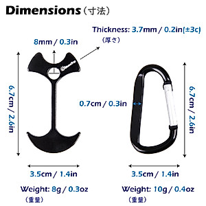 TRIWONDER Fish Bone Nails with Carabiner Clips, Deck Plank Road Camping Rope Buckle Tent Windproof Rope Fishbone Stakes Cord Hook Aluminum Anchor Buckle (Black Nails + Carabiners - 6Pcs)