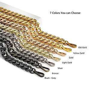 Xiazw 26 Inch Chic Metal Purse Chain Strap Handle Shoulder Straps Replacement Charms for Bag Handbags (Old Gold)