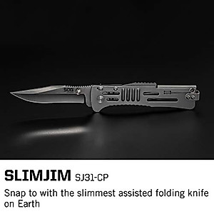 SOG SlimJim Folding Pocket Knife- SOG Assisted Technology w/ Tactile Bumps and Cutout Aid, Reversible Carry Clip, AUS-8 Stainless Steel Body (SJ31-CP), One Size, Hardcase Black