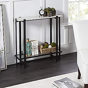 Silverwood Console Table, 8.38 L x 30.16 W x 30.16 H in, Faux Marble and Black