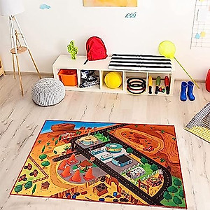 Gertmenian Disney Rug Pixar Boys Girls Childrens Bedroom Decor Kids Home Play Room Mat Bedding Games Area Carpet, 3x5 Small, Red 3X Toy Car Lightning McQueen + Mater + Cruz